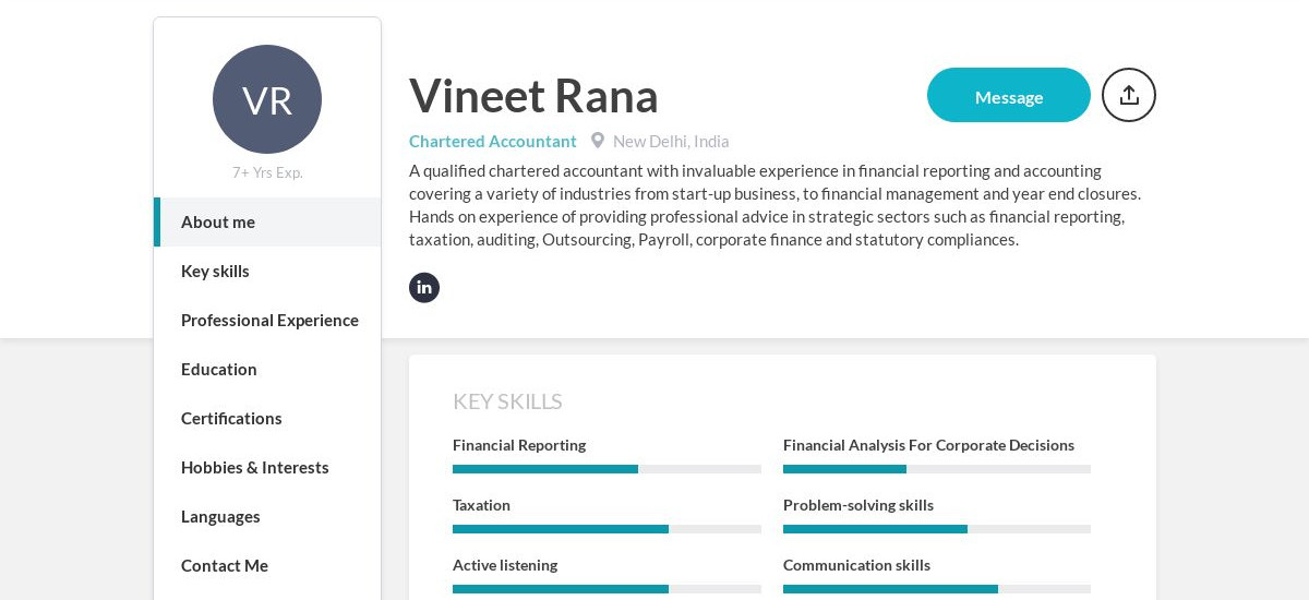 Vineet Rana Online Resume | CraftmyCV