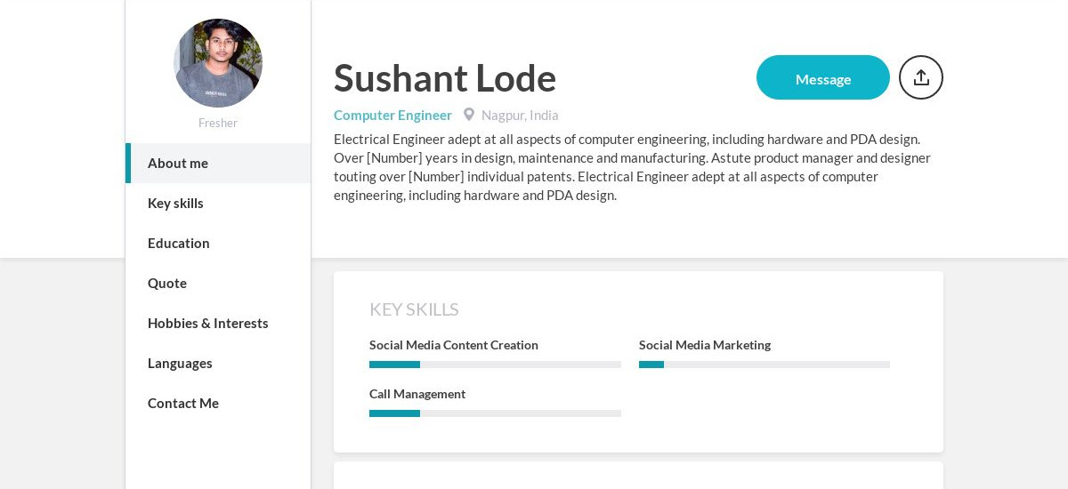 Sushant Lode Online Resume | CraftmyCV