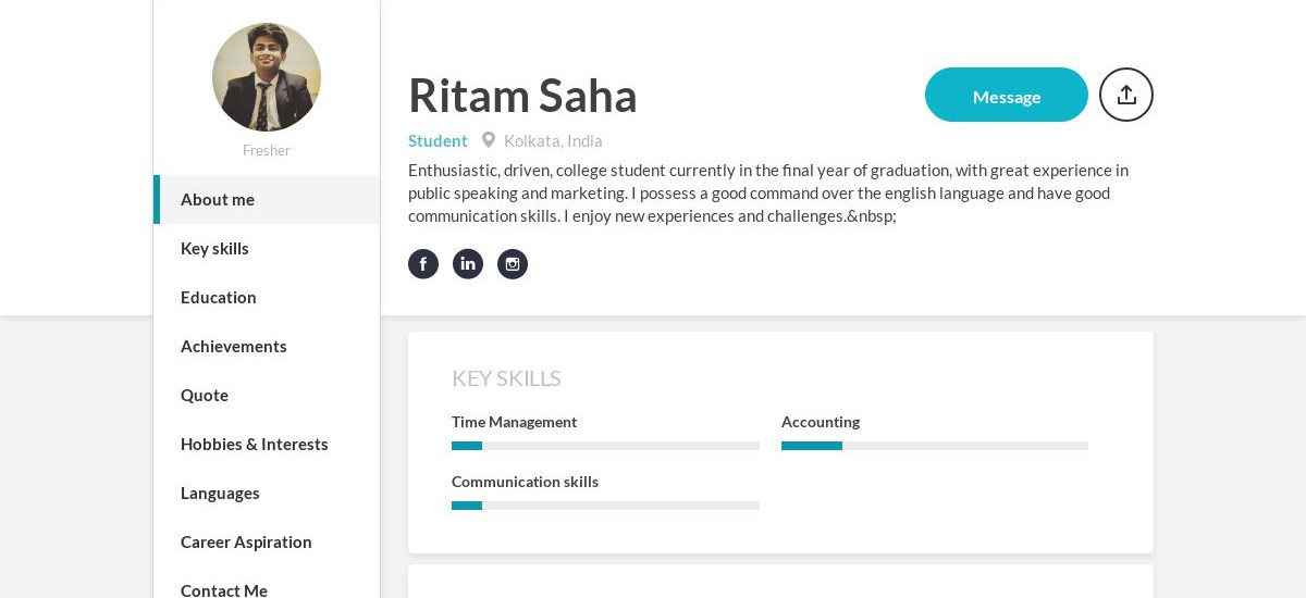 Ritam Saha Online Resume | CraftmyCV