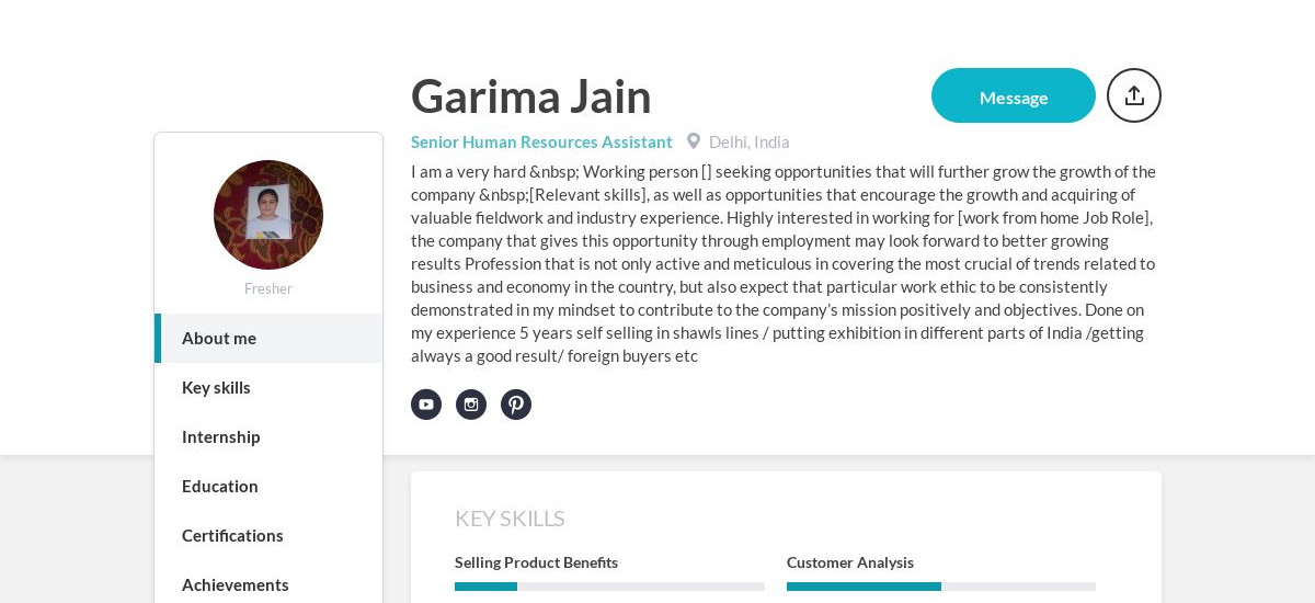 Garima Jain Online Resume | CraftmyCV