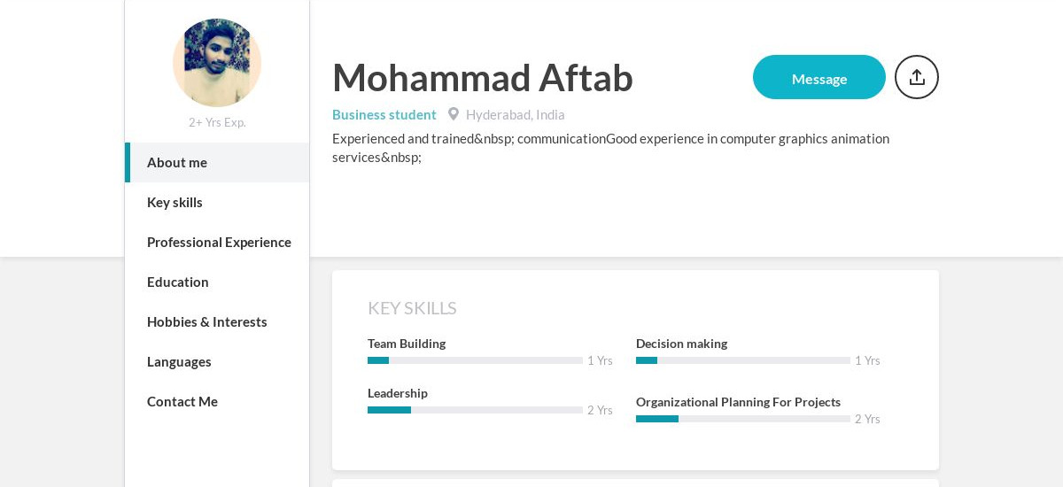 Mohammad Aftab Online Resume | CraftmyCV