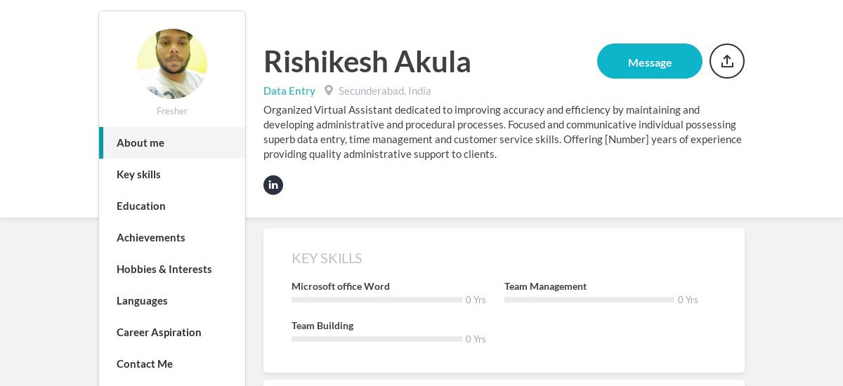 Rishikesh Akula Online Resume | CraftmyCV