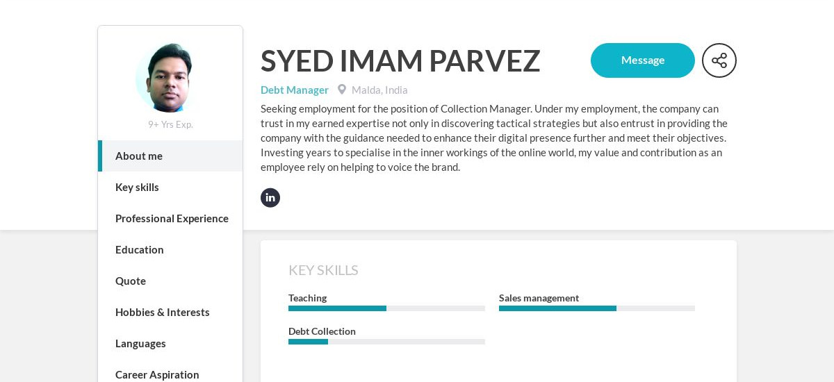SYED IMAM PARVEZ Online Resume | CraftmyCV