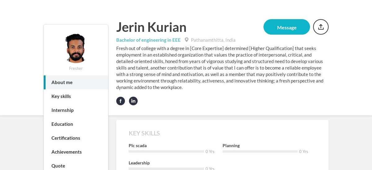 Jerin Kurian Online Resume | CraftmyCV