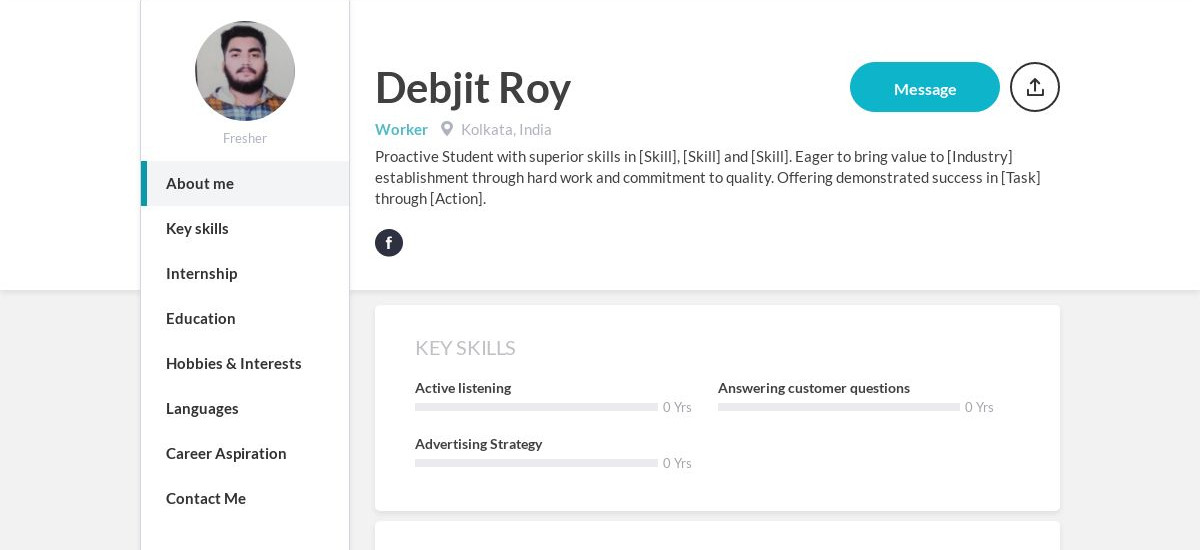 Debjit Roy Online Resume | CraftmyCV