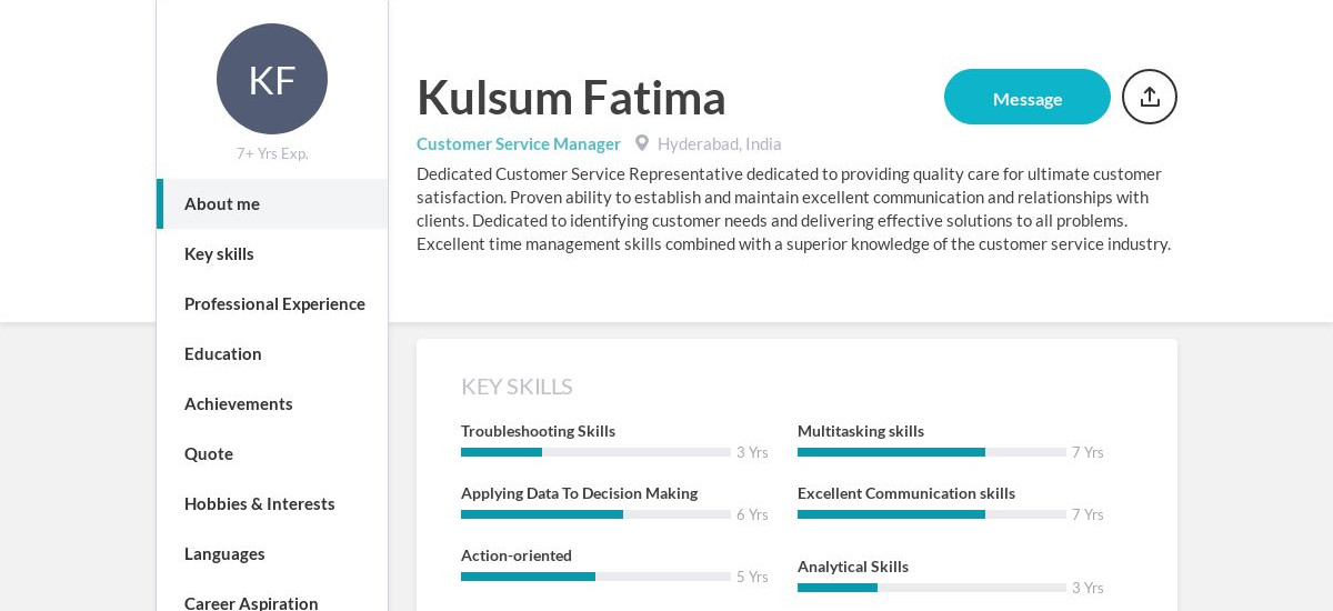 Kulsum Fatima Online Resume Craftmycv 
