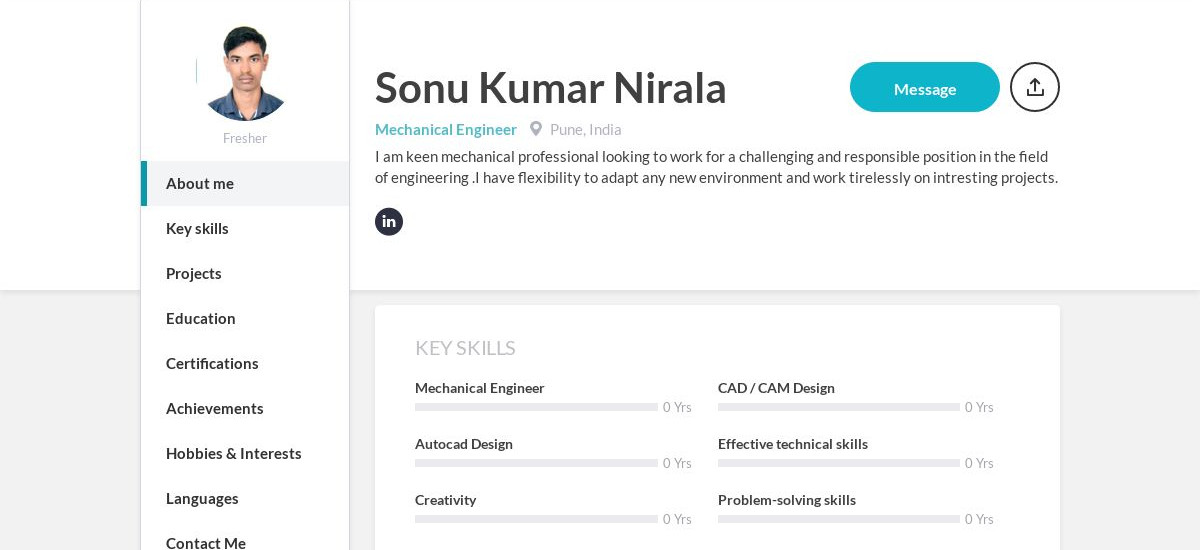 Sonu Kumar Nirala Online Resume | CraftmyCV