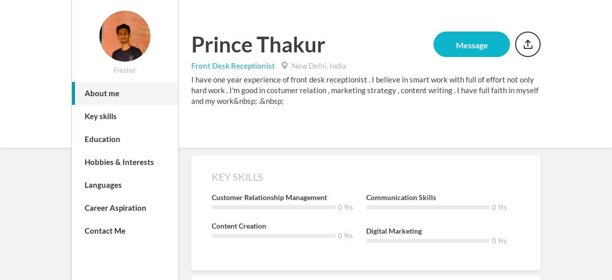 Prince Thakur Online Resume | CraftmyCV