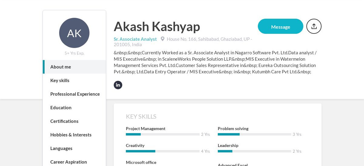 Akash Kashyap Online Resume | CraftmyCV