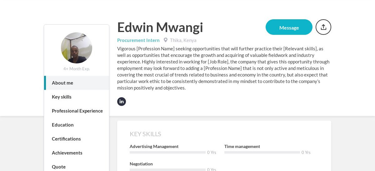 Edwin Mwangi Online Resume | CraftmyCV