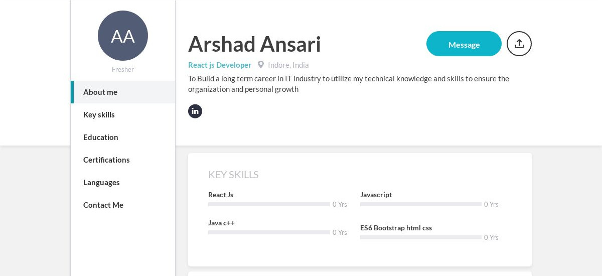 Arshad Ansari Online Resume | CraftmyCV