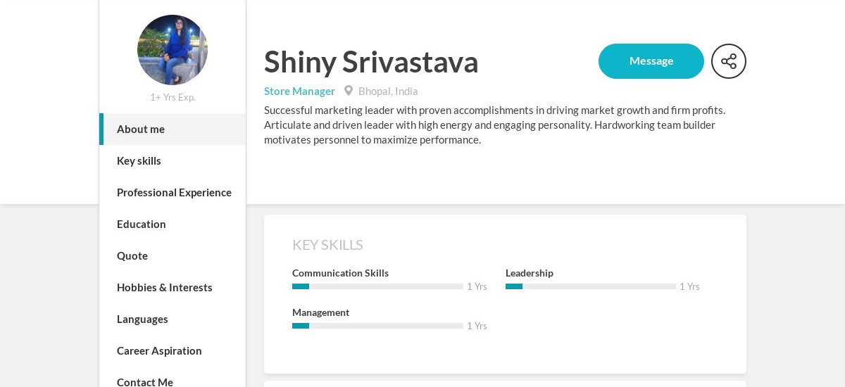 Shiny Srivastava Online Resume | CraftmyCV