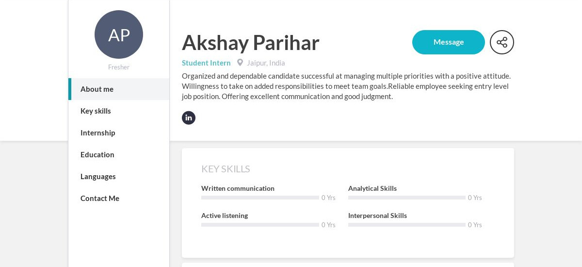 Akshay Parihar Online Resume | CraftmyCV