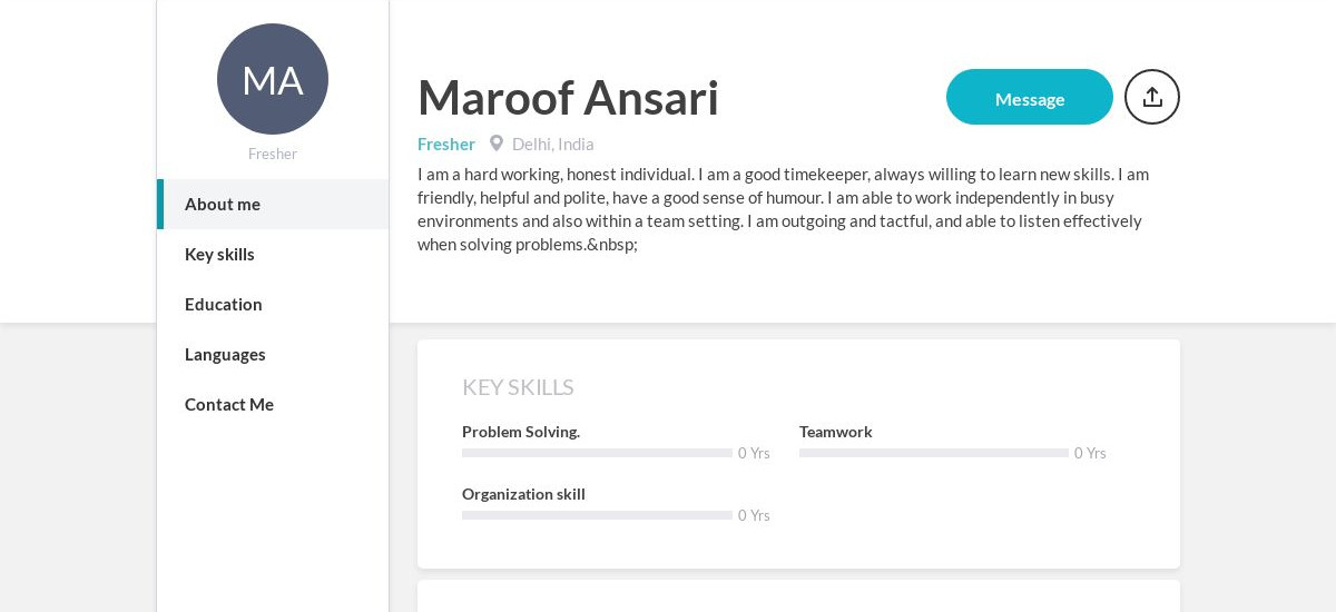 Maroof Ansari Online Resume | CraftmyCV