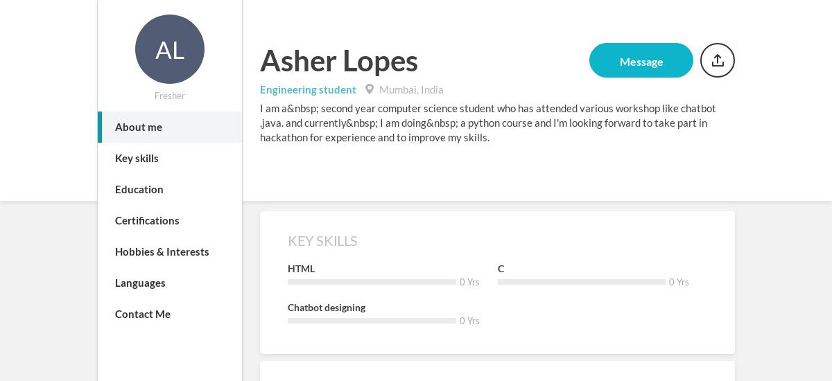 Asher Lopes Online Resume | CraftmyCV