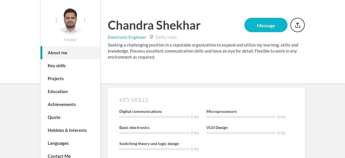 Chandra Shekhar Online Resume | CraftmyCV