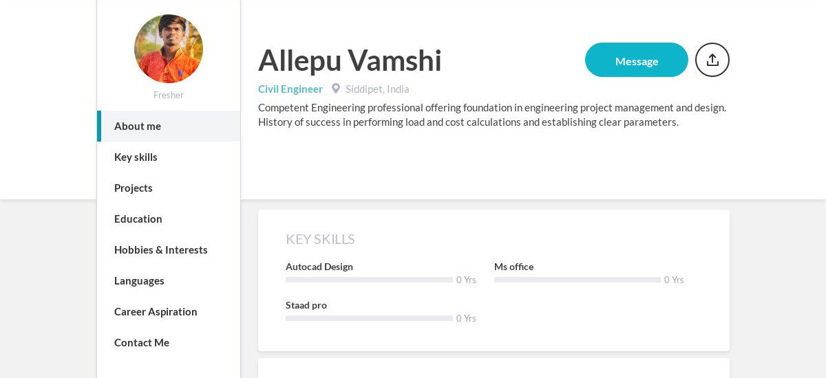 Allepu Vamshi Online Resume | CraftmyCV