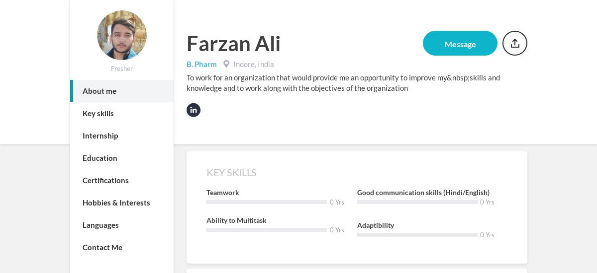Farzan Ali Online Resume | CraftmyCV