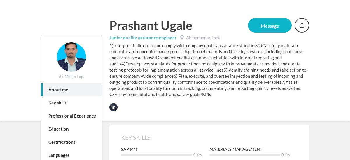 Prashant Ugale Online Resume | CraftmyCV