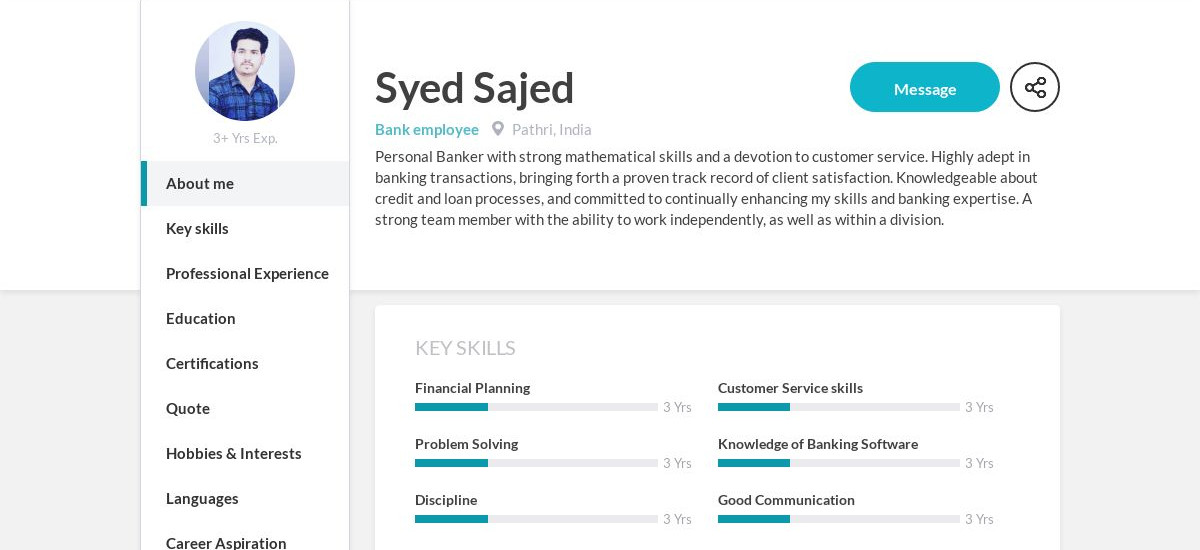 Syed Sajed Online Resume | CraftmyCV