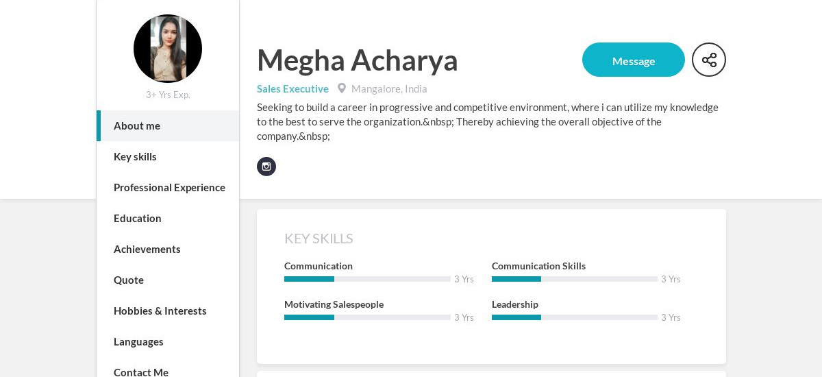 Megha Acharya Online Resume | CraftmyCV