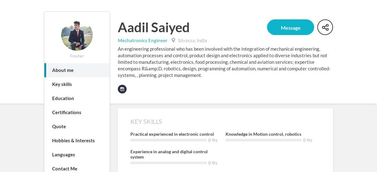 Aadil Saiyed Online Resume | CraftmyCV