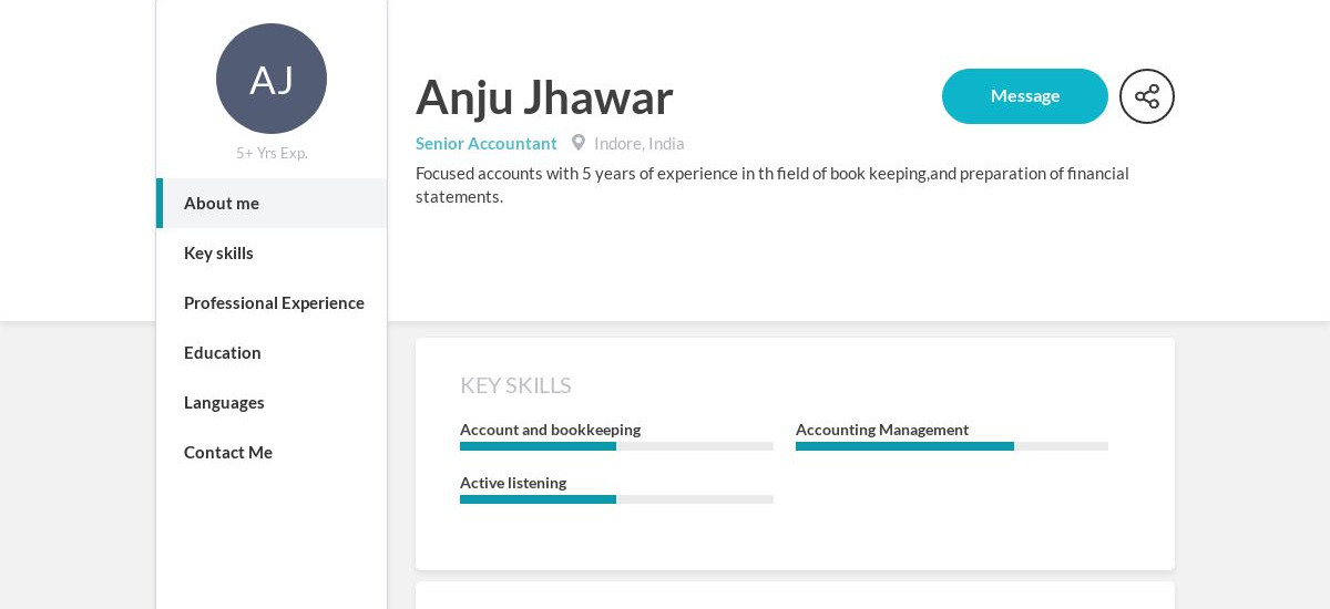 Anju Jhawar Online Resume | CraftmyCV