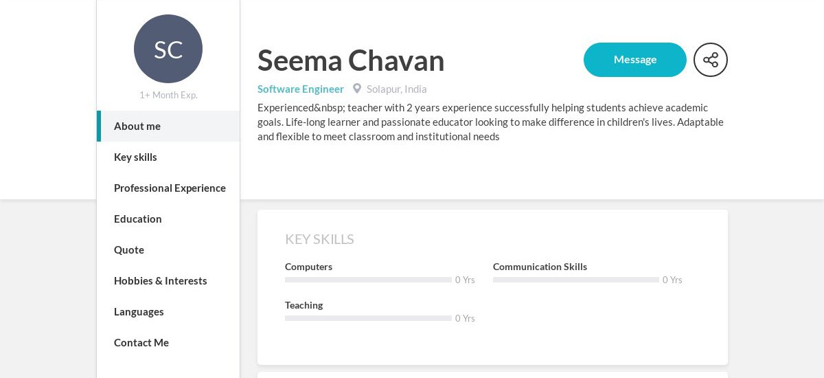 Seema Chavan Online Resume | CraftmyCV