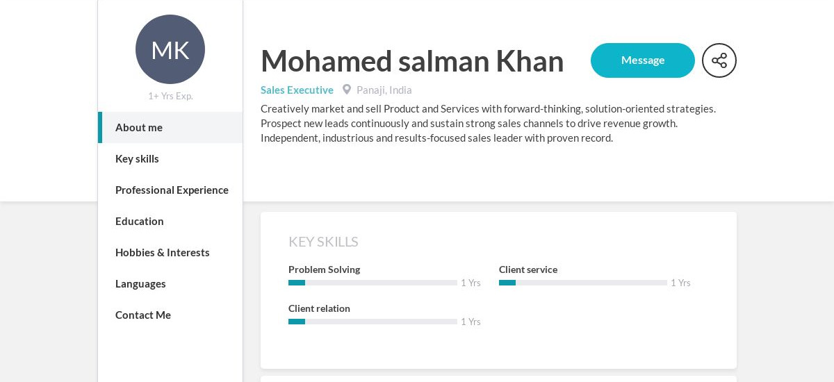 Mohamed Salman Khan Online Resume Craftmycv