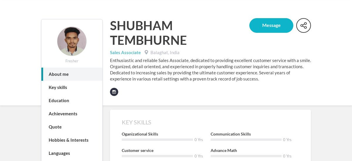 SHUBHAM TEMBHURNE Online Resume | CraftmyCV SHUBHAM TEMBHURNE Online Resume | CraftmyCV