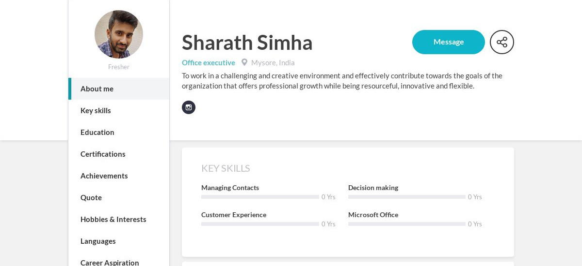 Sharath Simha Online Resume | CraftmyCV