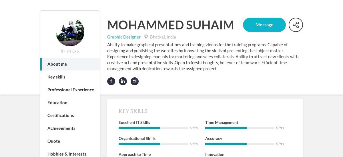 MOHAMMED SUHAIM Online Resume | CraftmyCV