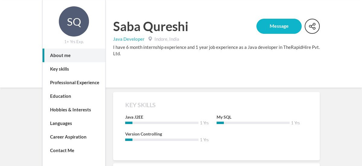Saba Qureshi Online Resume | CraftmyCV