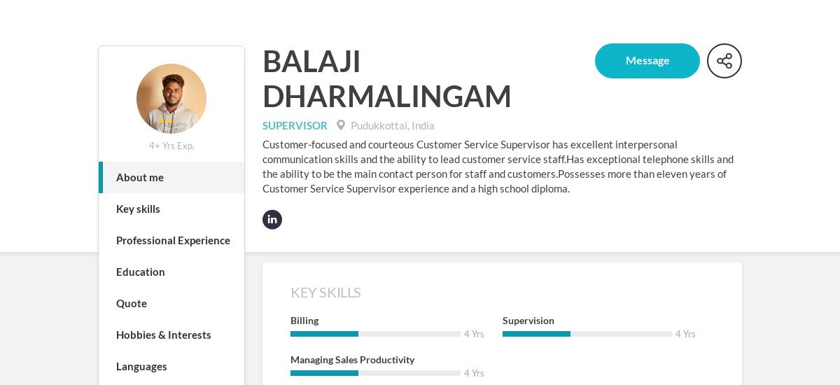 BALAJI DHARMALINGAM Online Resume | CraftmyCV