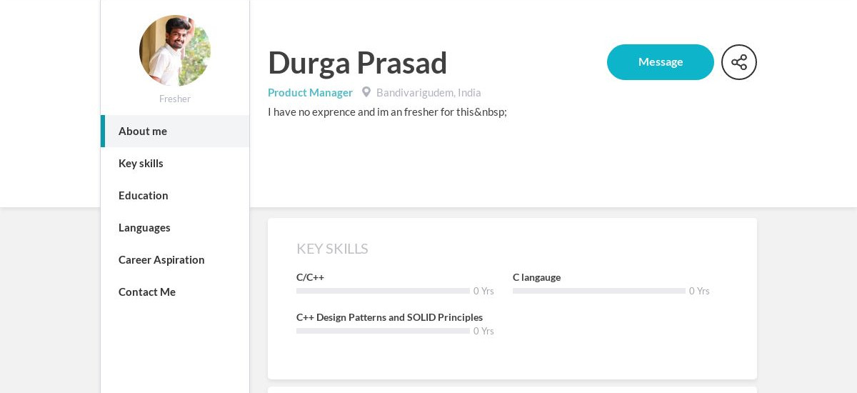 Durga Prasad Online Resume | CraftmyCV