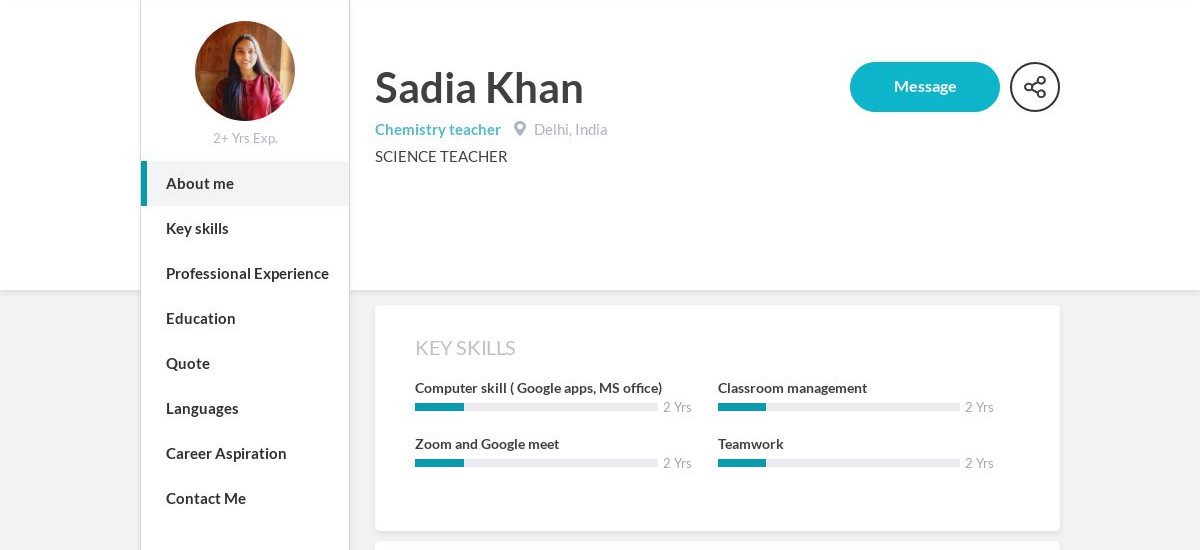 Sadia Khan Online Resume | CraftmyCV