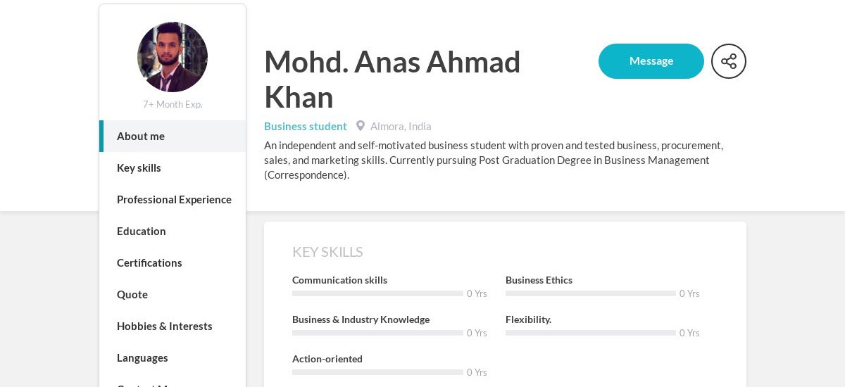 Mohd. Anas Ahmad Khan Online Resume | CraftmyCV