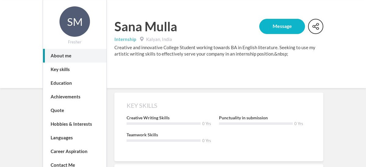 Sana Mulla Online Resume | CraftmyCV