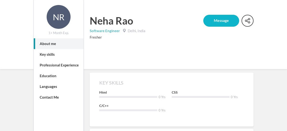 Neha Rao Online Resume | CraftmyCV