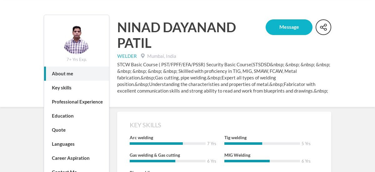 NINAD DAYANAND PATIL Online Resume | CraftmyCV