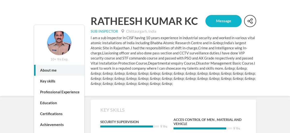 RATHEESH KUMAR KC Online Resume | CraftmyCV
