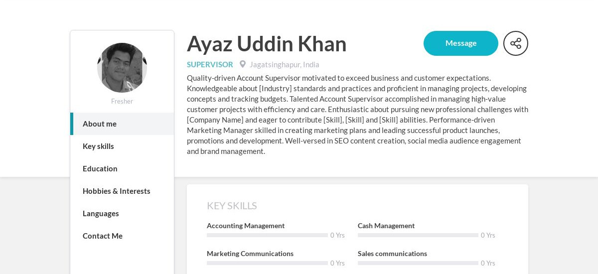 Ayaz Uddin Khan Online Resume | CraftmyCV