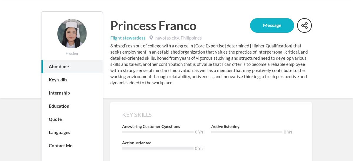 Princess Franco Online Resume | CraftmyCV