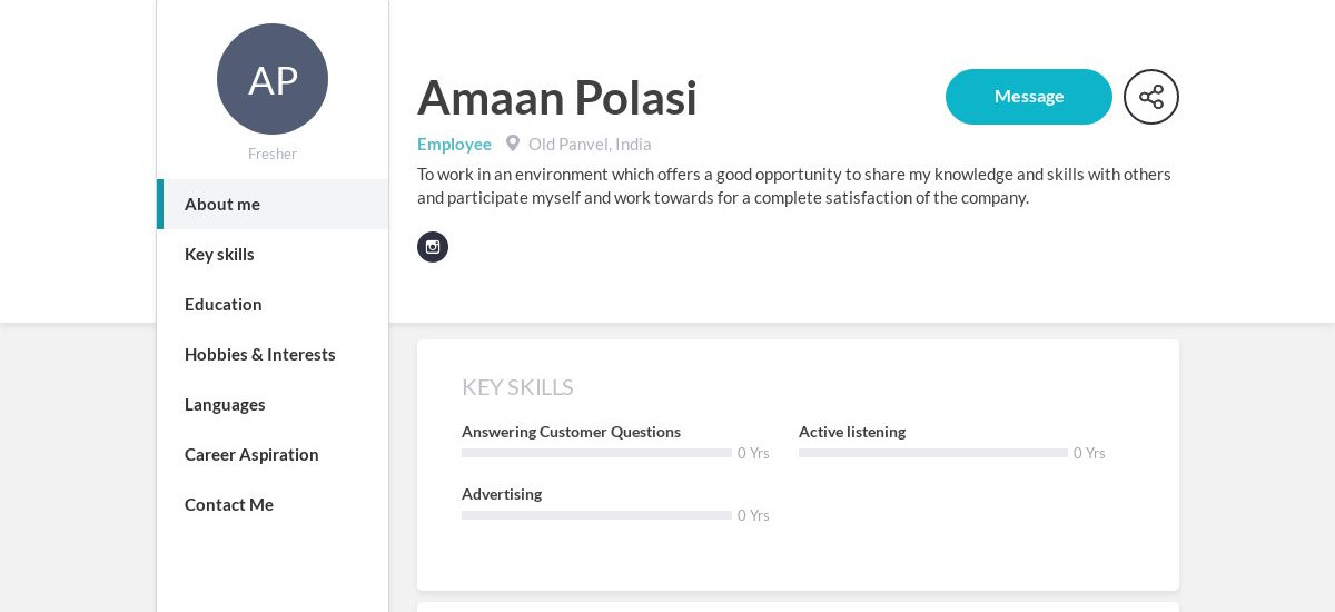 Amaan Polasi Online Resume | CraftmyCV