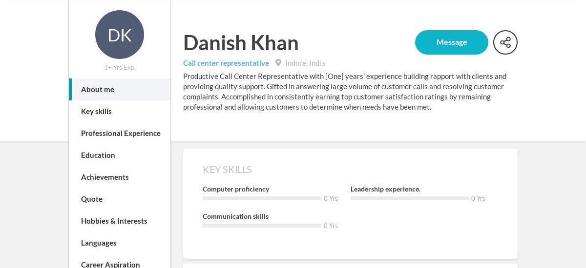 Danish Khan Online Resume | CraftmyCV