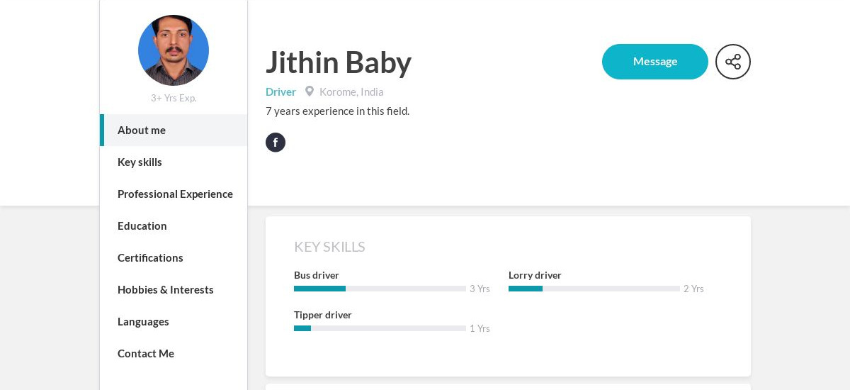 Jithin Baby Online Resume | CraftmyCV