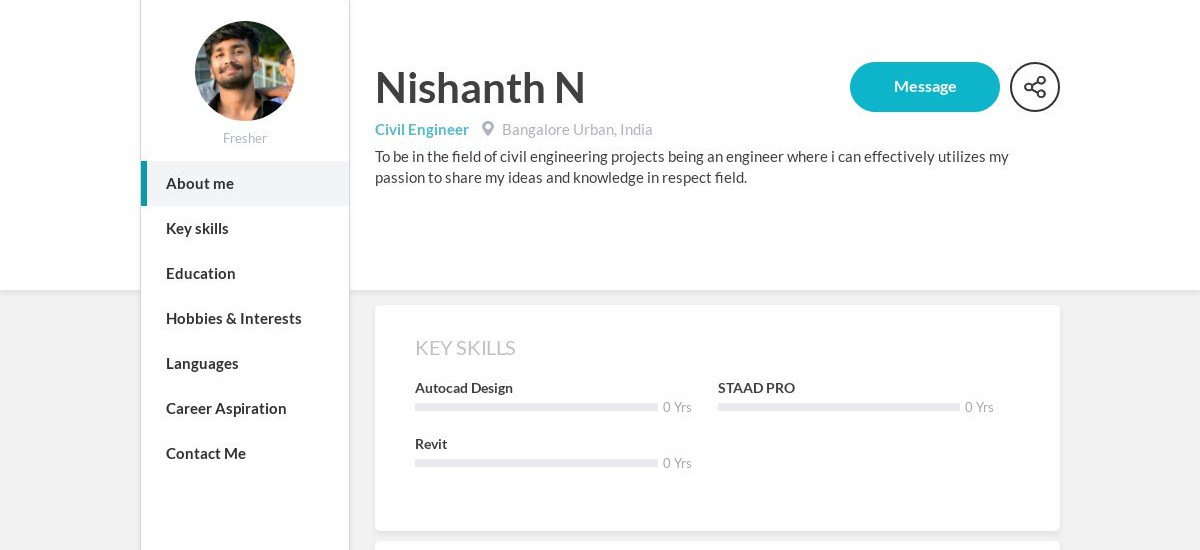 Nishanth N Online Resume | CraftmyCV