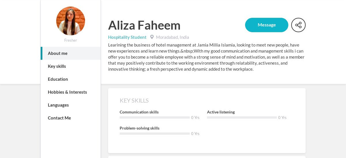 Aliza Faheem Online Resume | CraftmyCV