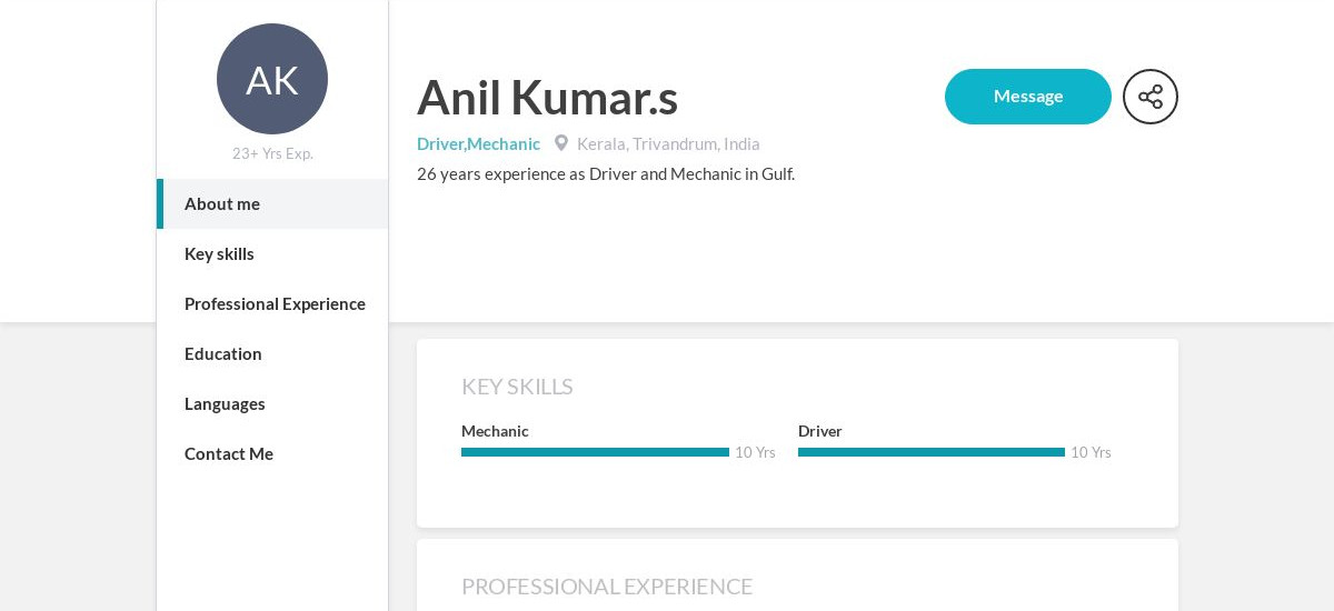 Anil Kumar.s Online Resume | CraftmyCV