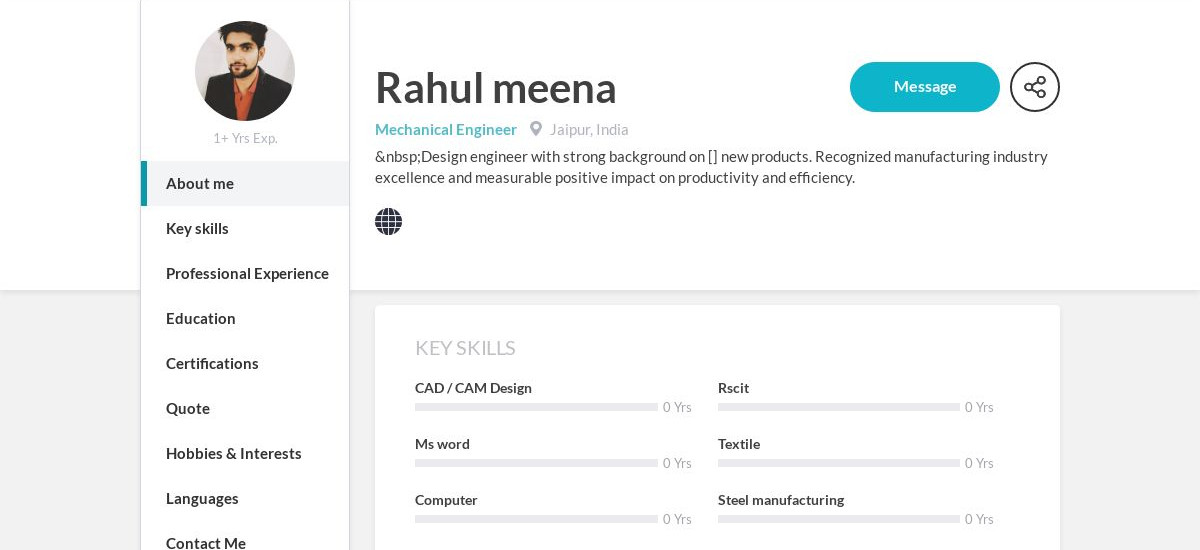 Rahul Meena Online Resume | CraftmyCV